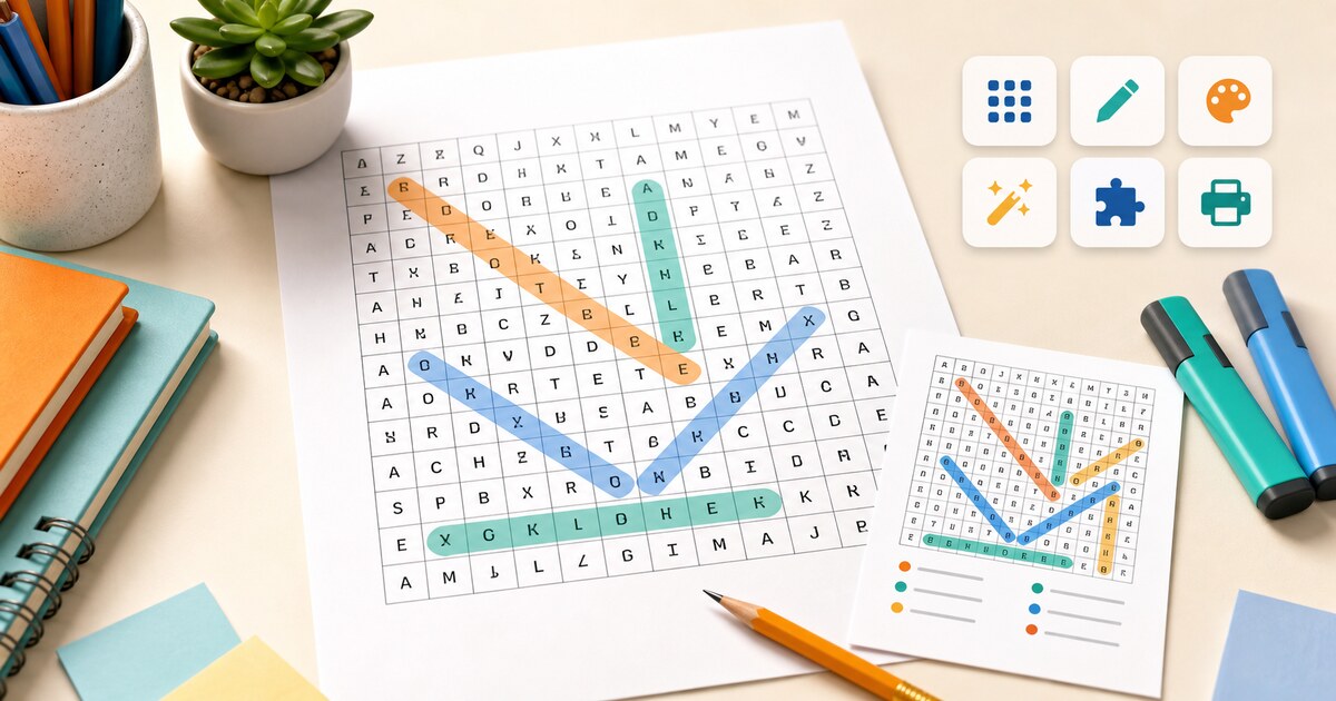 Free Word Search Maker & Generator — Custom PDF + Key